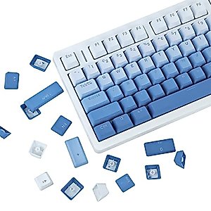 JOLINTAL 123 Keys Gradient Blue Keycaps, PBT Double Shot Dying Positive Engraved Translucent Keycaps, Ocean OEM Profile Keycaps for Mechanical Keyboard Gaming Keyboards