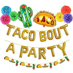 Taco Bout A Party Decorations Gold Cactus Balloons Engagement Bachelorette Birthday Taco Baby Shower Fiesta Party Theme Baby Shower Pregnancy Announcement Ideas Mexican Fiesta Theme Backdrop