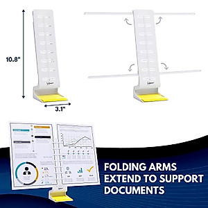 Note Tower Desktop Pro Document Holder - 2 Page Paper Holder, Easy Loading for Fast Typing, Displays Papers & Photos, Organizes Sticky Notes, Includes 50 Sheets 3"x3" Sticky Notes, White