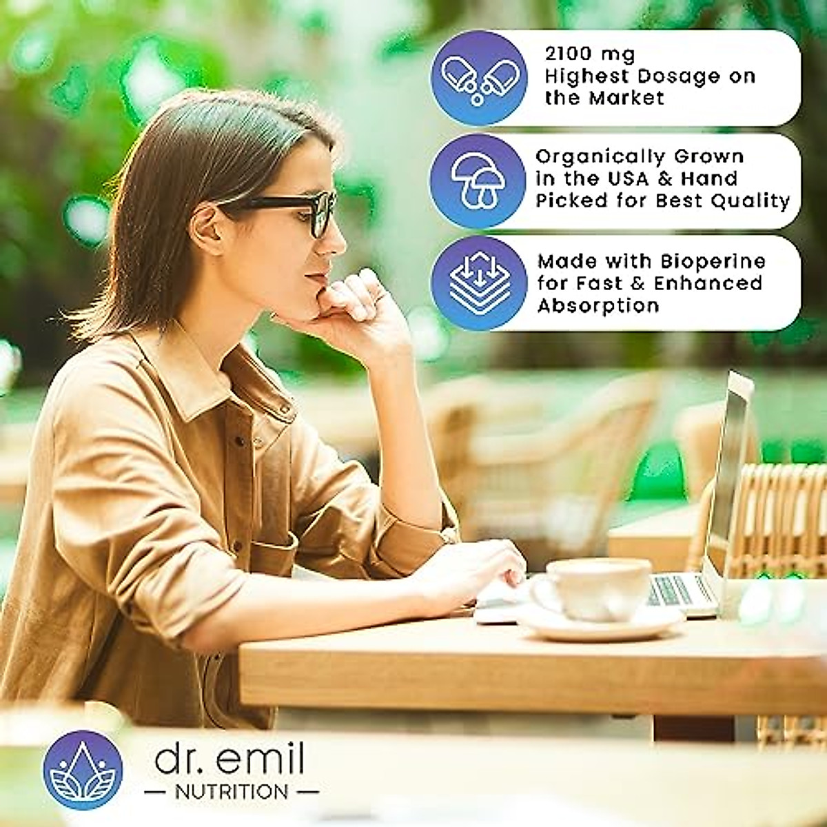 Organic Lions Mane Mushroom Supplement for Mental Clarity, Focus & Immune Support - Organic Brain Boosting Nootropic Lions Mane Mushroom Capsules with 100% Organic Lions Mane Extract, 60 Servings