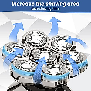 Electric Head Shavers for Bald Men: 6 in 1 Rechargeable Beard Nose Hair Trimmer with Clipper Guards Mens Shaving Grooming Kit Cordless Rotary Face Shavers Waterproof Men's Bald Head Razor Wet and Dry