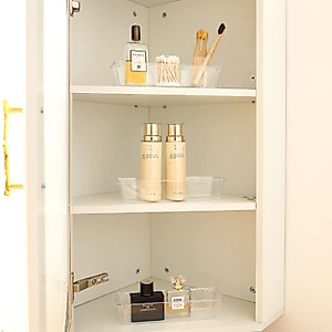 Fixwal 8 PCS Clear Drawer Organizers, 9 x 3 x 2 Plastic Rectangular Trays, Dresser Storage Bin Dividers for Cosmetics, Jewelry, Gadgets, Bathroom, Office