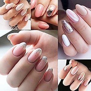 Ranrose 600PCS Clear Short Oval Half Cover Nails Tips Short Round Acrylic Short False Artificial Nail 12 Sizes with Box