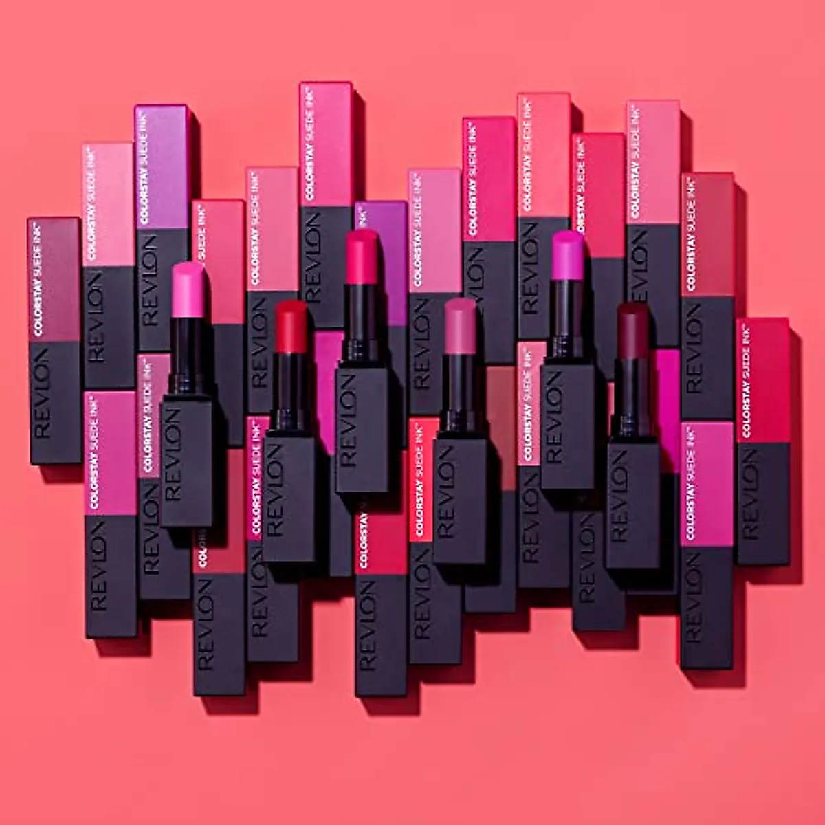 REVLON Lipstick, ColorStay Suede Ink, Built-in Primer, Infused with Vitamin E, Waterproof, Smudge-proof, Matte Color, 009 In Charge, 0.09 oz.