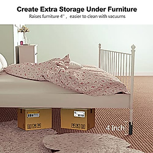 xiskt Bed Risers Adjustable 4 Inch Furniture Risers with Screw Clamp, Heavy Duty Risers for Chair Desk Sofa Tables Couch, Fit Furniture Legs Diameter from 0.8''–1.4'' Lifts up to 20,000 lbs (4 Pack)