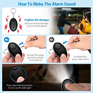 AMIR Safety Keychain Set for Women with Personal Safety Alarm, No Touch Door Opener, Whistle & Pompom - Safety Keychain Accessories 10 Pcs Set for Girls & Kids, Black