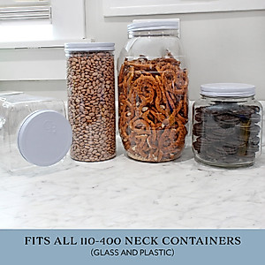Cornucopia 110mm Replacement Metal Lids (4-Pack, White); Fits 110-400 Neck Large Wide Mouth Glass and Plastic Jars