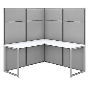 Bush Business Furniture Easy Office L Shaped Cubicle Desk Workstation, 60W x 66H, Pure White
