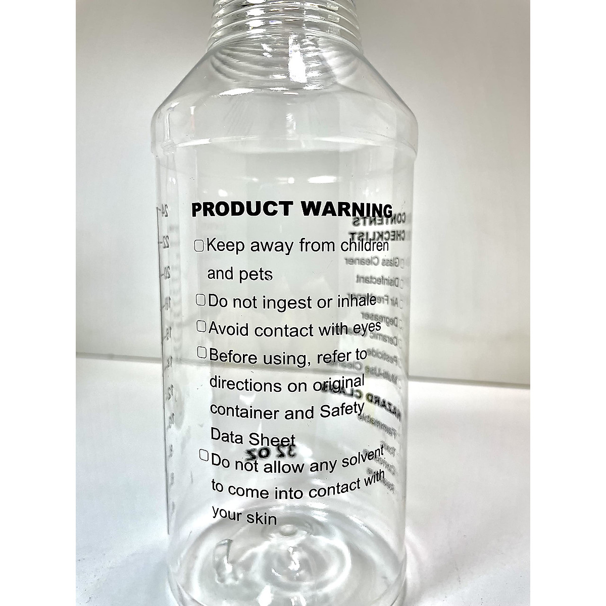 3 Pack Empty Spray Bottles, Spray Bottles for Cleaning Solutions, All - Purpose with Clear Finish, Pressurized Sprayer, Adjustable Nozzle, Printed Measurements and Checkbox (32 Ounce)