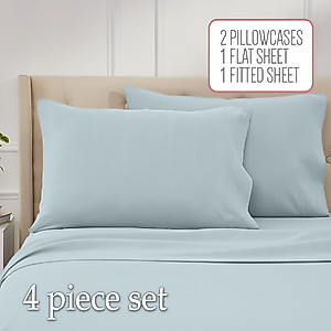 lalaLOOM Full Bed Sheet Set, Soft Microfiber Hotel Luxury Bedding, Extra Deep Pocket, 4 Piece Sheets and Pillowcase Sets, Breathable Wrinkle, Fade Resistant, Easy Care Machine Washable Linen, Sea Blue