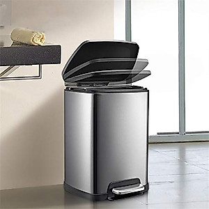 TKFDC Slim Profile Bathroom Waste Bin in Stainless Steel, Brushed Stainless Steel (Color : C)
