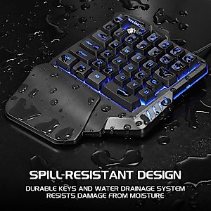 ENHANCE Gaming Keypad One Handed Gaming Keyboard Mini Keyboard - 7 Color LED Backlit, Programmable Keys, Ergonomic Wrist Pad and Braided USB Cable - Small Gaming Keyboard Great for FPS Games