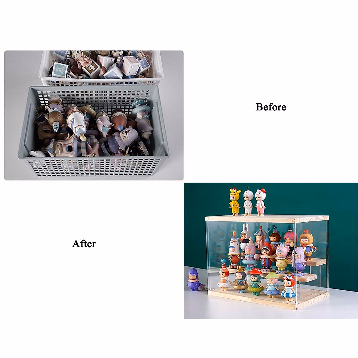 Display case for Action Figures with 3 Steps,Doll Display case with Door for Figure Collectibles,Funko Pop Figures,Any Toys and Mini Figures,Acrylic Perfume Stand(12.9" W x 6.8" D x 9.5" H)