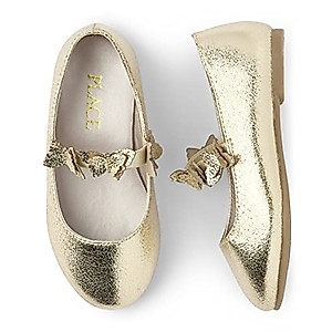 The Children's Place Baby-Girls and Toddler Closed Toe Ballet Flats, Metallic Gold, 7