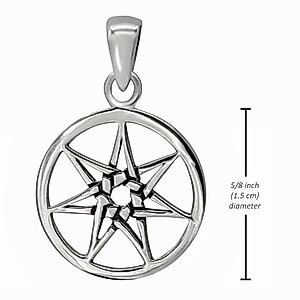 Moonlight Mysteries Fairy Star Pendant - Small Sterling Silver Faerie Star Septagram Pendant Jewelry (5/8 inch diameter)