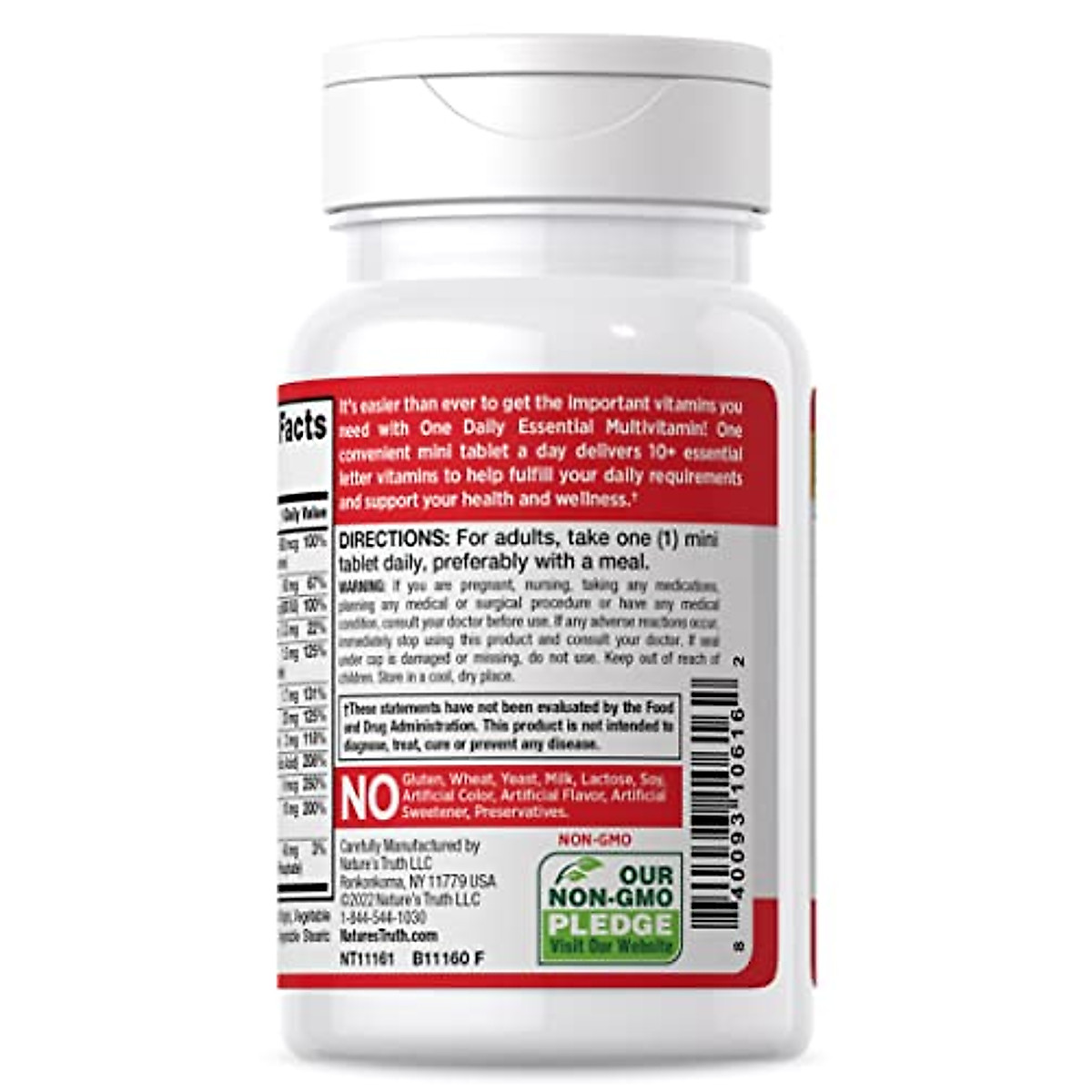 One Daily Womens and Men's Essential Multivitamin | 100 Mini Tablets | Non-GMO & Gluten Free | By Nature's Truth