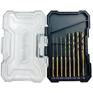 NordWolf 8-Piece M35 Cobalt Multi-Purpose Drill Bit Set, with 1/8" Straight Round Shank for Rotary Tools, SAE Sizes 1/32"(x2)-3/64"-1/16"-5/64"-3/32"-7/64"-1/8" in Storage Case