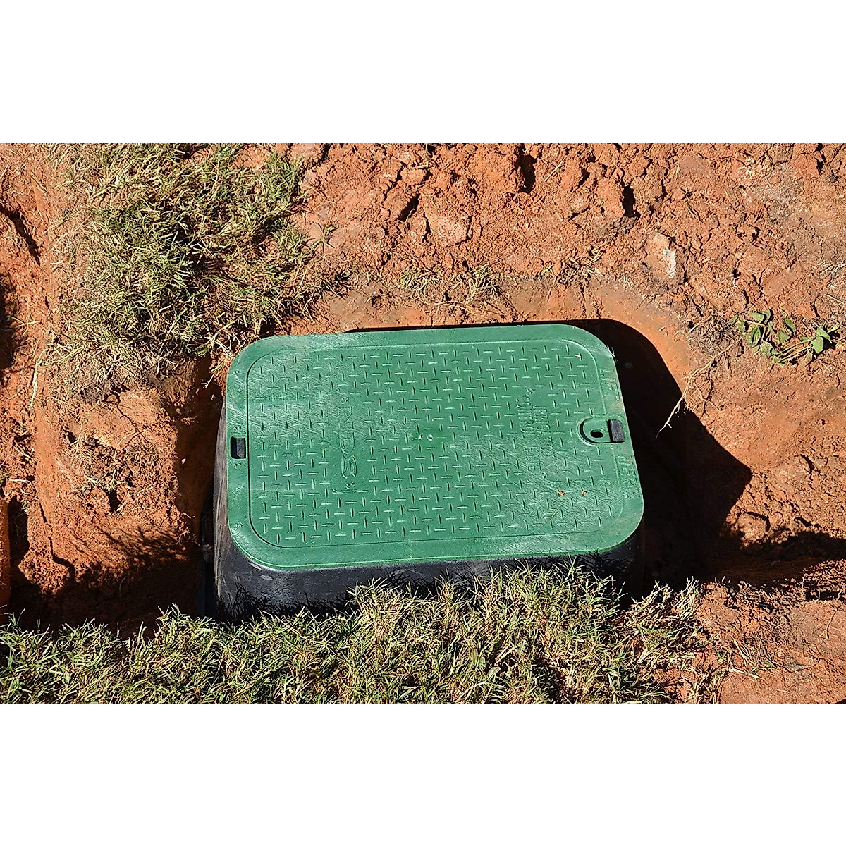 NDS 113BC 14" x 19" Standard Series Sprinkler Valve Box- Black with Green Bolt-Down Cover