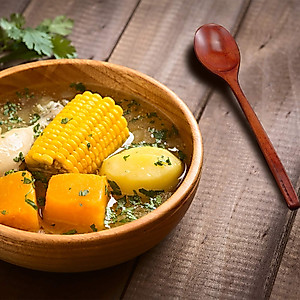 Wooden Spoon and Chopsticks Set Long Handle Spoon Chopstick Flatware Reusable Tableware Combination Utensils for Eating Food, 9.3 Inch (12)