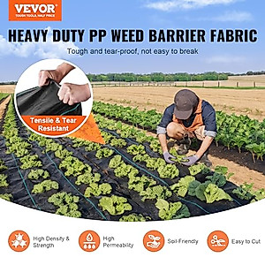 VEVOR 3FTx250FT Premium Heavy Duty Weed Barrier Landscape Fabric, 5OZ Woven Geotextile Fabric Under Gravel, High Permeability for Weed Blocker Weed Mat, Driveway Fabric, Weed Control Garden Cloth