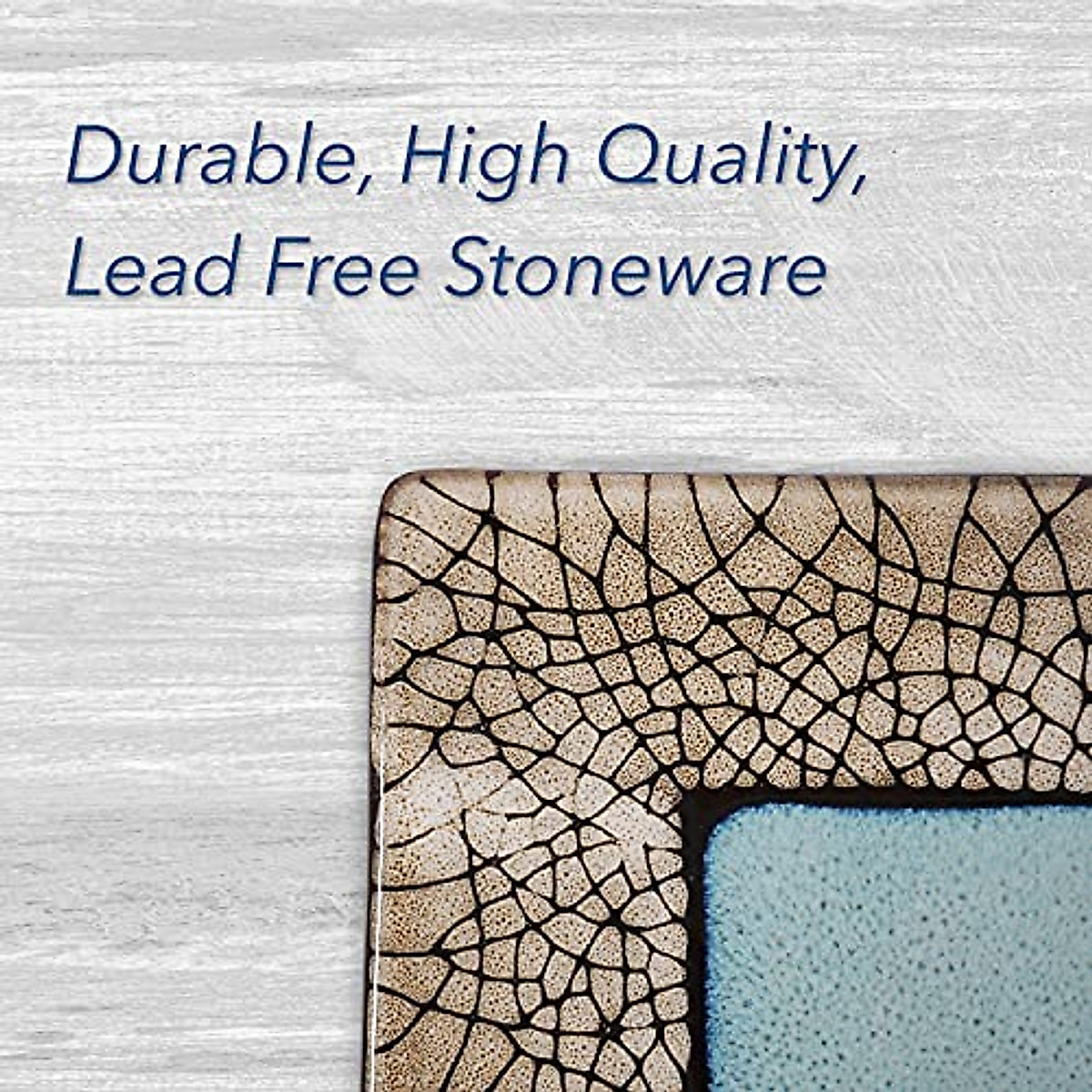 American Atelier Square Dinnerware Sets | Blue Kitchen Plates, Bowls, and Mugs | 16 Piece Stoneware Via Roma Collection | Dishwasher and Microwave Safe | Service for 4