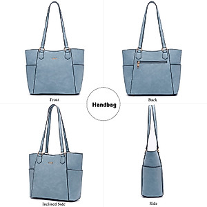 Tote Handbags for Women Purse and Wallet Set Large Shoulder Bags Crossbody Purses Satchel Light Blue