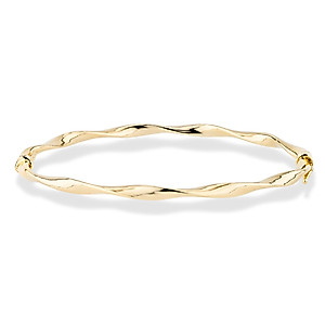 Miabella 18K Gold Over Sterling Silver Italian Oval Twist Hinged Bangle Bracelet for Women, 925 Made in Italy (Large - 8 Inches)