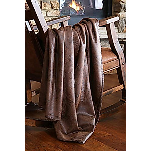 Carstens, INC Wyoming Faux Leather Throw Blanket, One Size, Brown