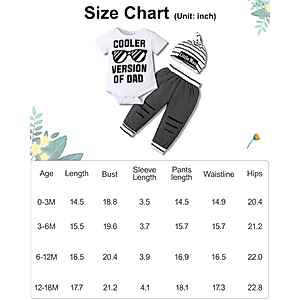 DISAUR Baby Boy Clothes Newborn Boy Outfits, Infant Short Sleeve Letter Print Romper+Long Pants+Hat 3PC Clothing Set(3M,White)