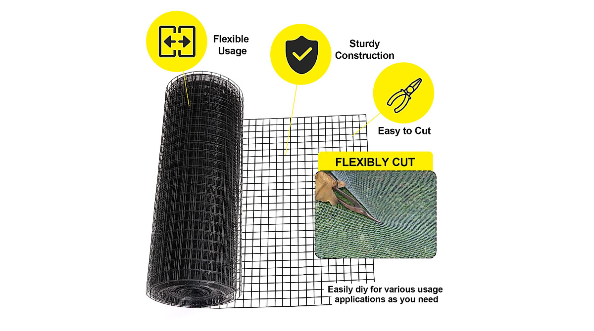 forimo 1/4" Black Vinyl Coated Hardware Cloth for Garden & Home