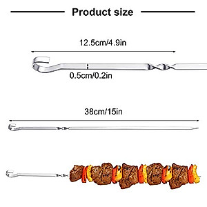 MojiDecor Grill Kabob Skewers, 10 Pcs 15 inch Barbecue Skewers, Flat Metal BBQ Kebab skewers for Veggies, Shrimp, Chicken and Pork