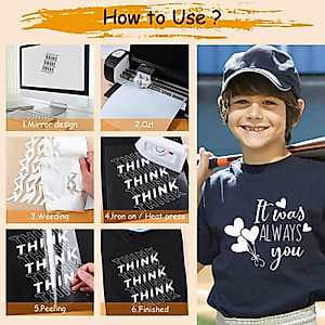 FURWEY Heat Transfer Vinyl White Iron on Vinyl-12 x 45Ft HTV Vinyl Roll Easy to Cut & Weed for Heat Vinyl Design