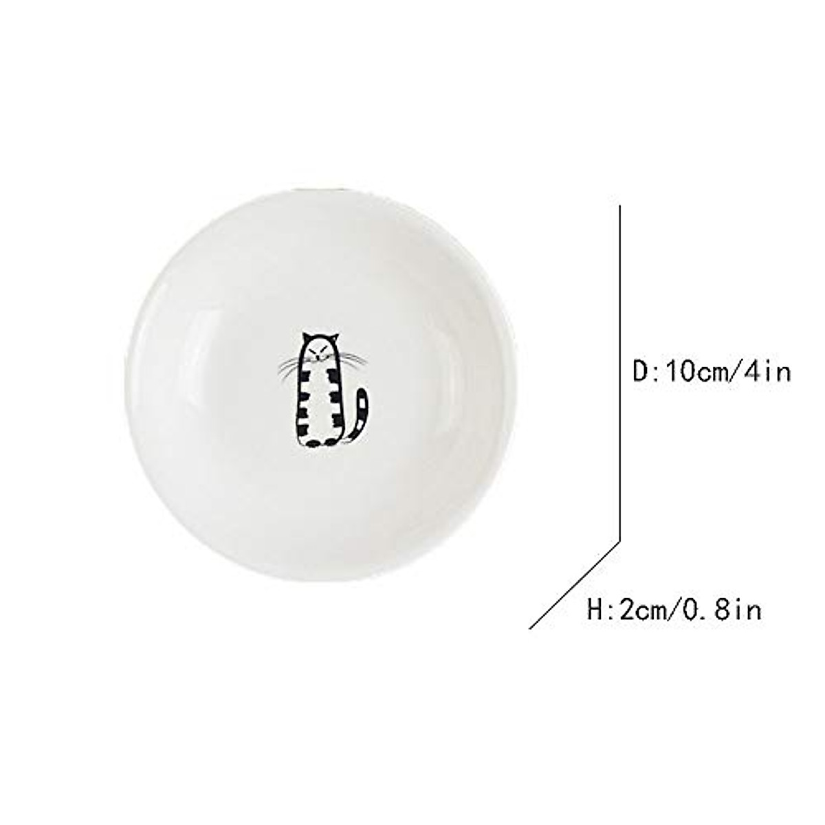 FUYU 6pcs Cute Cat Ceramic Sauce Dish Seasoning Dish Dessert Plate Snack Plate Side Dish, 4 inches