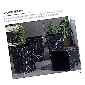 Zerodeko Rubbish Square Trash Plastic Bedroom L Household Container Liter Small Open Kitchen Bin Waste Top High Vintage Room Rectangular Home Pattern Black Paper for Basket Class