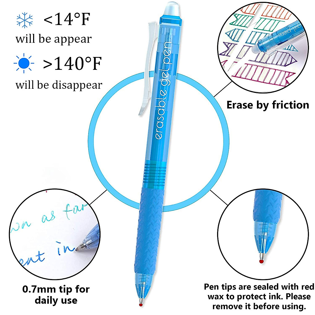 Vanstek 26 Colors Erasable Gel Pens, Retractable Erasable Pens Clicker, Fine Point(0.7), Make Mistakes Disappear, Premium Comfort Grip for Drawing Writing Planner and School Supplies