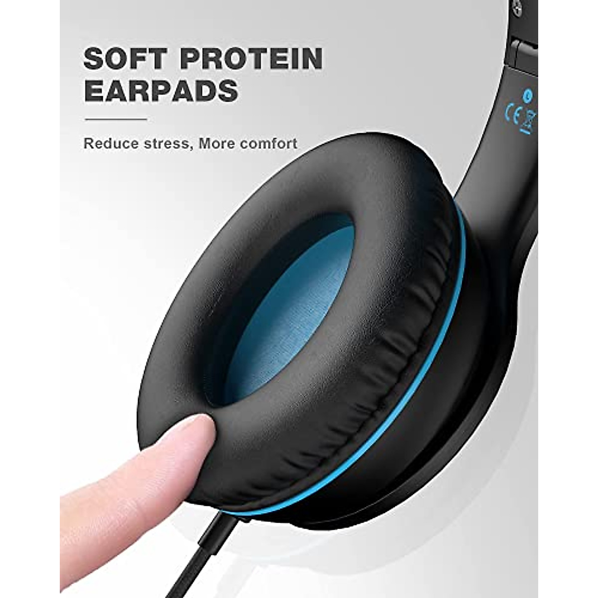 ELECDER i45 On-Ear Headphones with Microphone - Foldable Stereo Bass Headphones with No-Tangle 1.5M Cord, 3.5MM Jack, Portable Wired Headphones for School/Kids/Teens/Smartphones/Travel/Tablet - Black