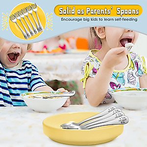 E-far Toddler Forks, 6-Piece Stainless Steel Kids Utensils Fork for Baby Self Feeding, Attached Portable Case & Cute Animal Pattern, Solid Metal & Small Size, Rust Free & Dishwasher Safe