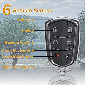 TOP-VIGOR 6 Buttons Smart Car Key Fob,  315Mhz Remote Key Fob Replacement HYQ2AB for Cadillac Escalade 2015-2019 for Cadillac Escalade ESV 2015-2020
