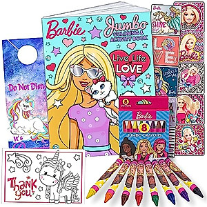 Barbie Sticker Activity Set - Bundle Includes Barbie Stickers, Barbie Coloring Book, and More (Pink)