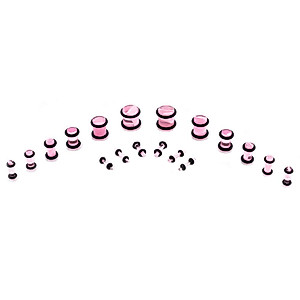 LLGLTEC Ear Stretching Kit 50 Pieces 14G-00G Ear Gauges Expander Set Acrylic Tapers and Plugs & Silicone Tunnels Body Piercing Jewelry Set (New Pink)