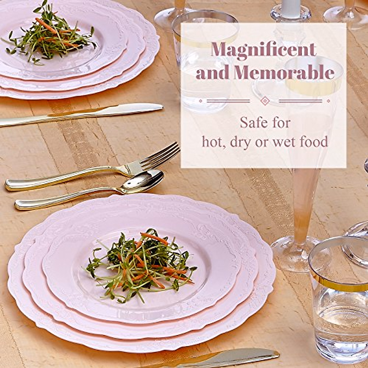 VINTAGE COLLECTION TABLEWARE, 10 Dinner Plates, Blush