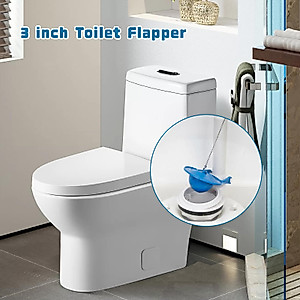 3 Inch Toilet Flapper Replacement Compatible with Gerber 99-788, Rubber Toilet Flapper Replacement Kit with Stainless Chain, Water-Saving Toilet Bowl Stopper Blue(4Pack)