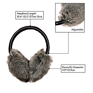 ZLYC Womens Girls Winter Fashion Adjustable Faux Fur EarMuffs Ear Warmers, Grey