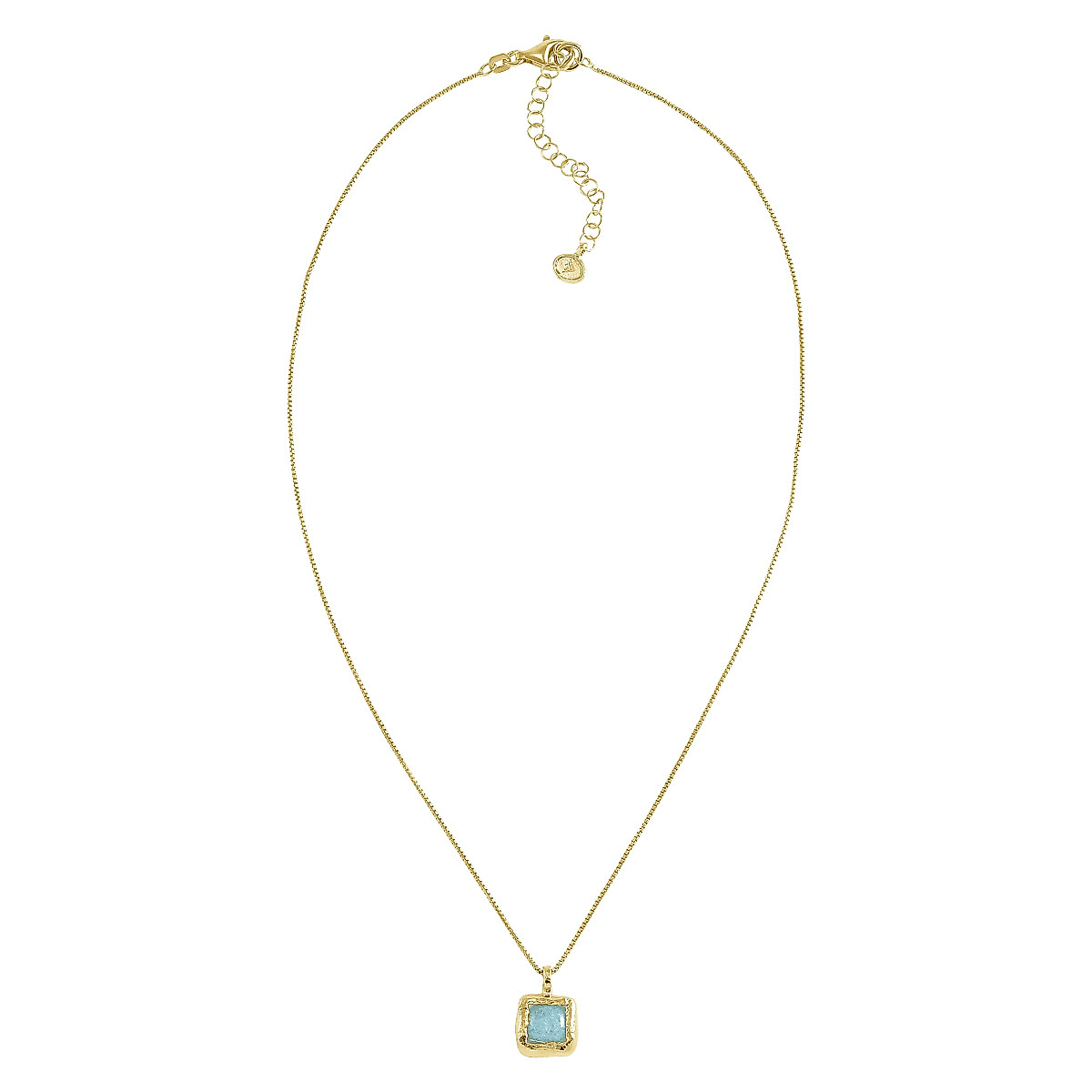 Silpada 'Mediterra' Natural Aquamarine Necklace in 14K Gold-Plated Sterling Silver, 16" + 2"