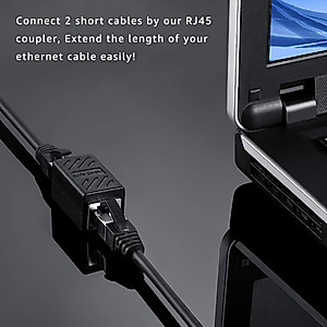 DEFACE RJ45 Coupler Cable Coupler Cat8 Cat7 Cat6 Cat5e Female to Female Ethernet Adapter 10pcs per Pack Black