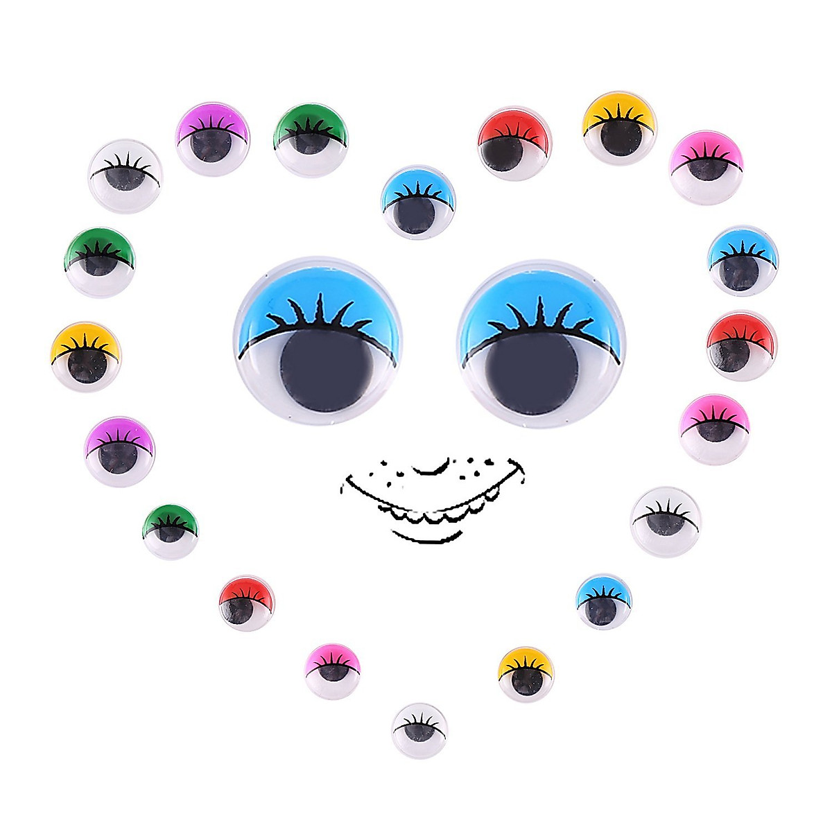 DECORA 240pcs 10mm Colors Wiggly Googly Eyes with Eyelash with Self-Adhesive DIY Scrapbooking Crafts