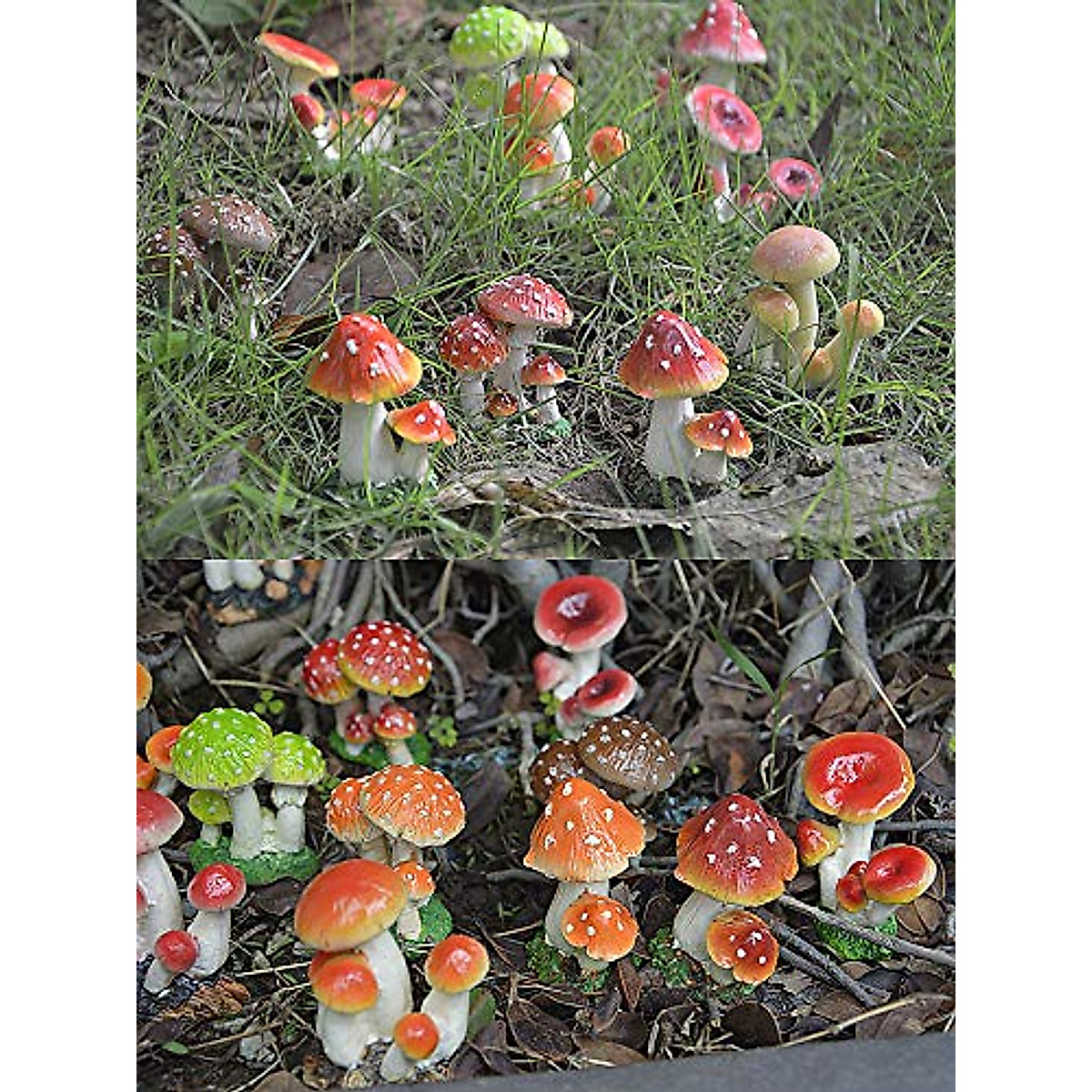 3 Pcs Mushroom Miniature Figurines Mushroom Statue Resin Figurines Fairy Garden Miniature Moss Landscape DIY Terrarium Crafts Ornament Accessories for Home Décor,C