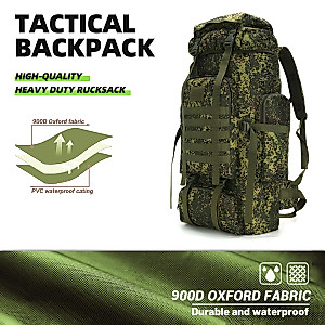 70L Hiking Backpack Military Tactical Camping Adjustable waterproof Climbing Sport Bags (Russian Camo)