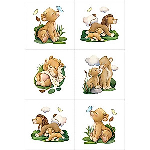 UniqueFabricPanels Lion Fabric Panel Set (6 Panels), Quilting Panels, Baby Quilt Panels, Cotton Baby Panels, Blanket Panel, Panel for Quilt