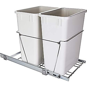 Hardware Resources Trash Can Double Pullout Waste Container System, Chrome